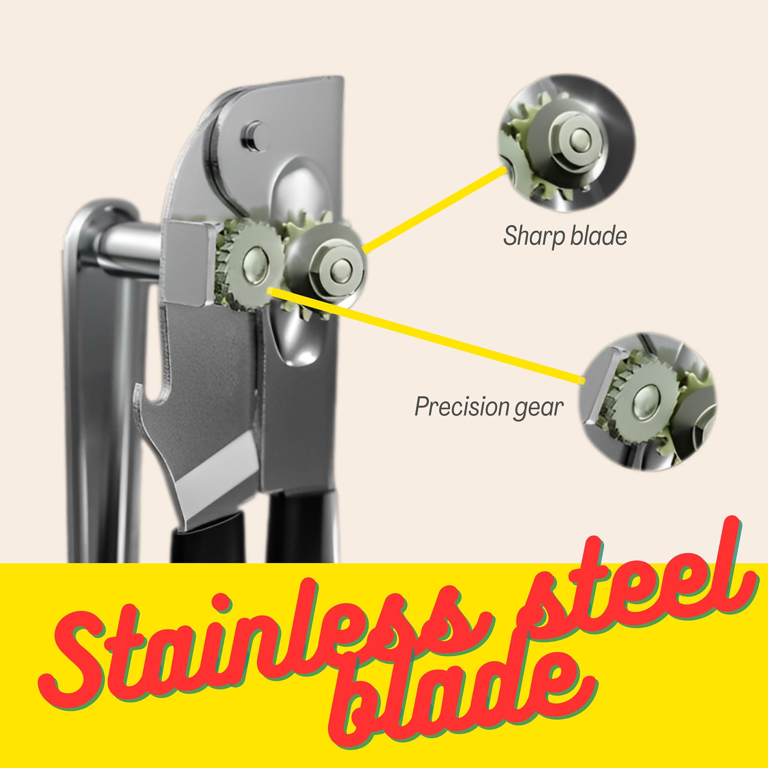 LUSAN STORE Crank Handle Commercial Can Opener - Heavy Duty Manual Can Opener with Ergonomic Cushioned Non-Slip Handles, Smooth Edge with Stainless Steel Blade