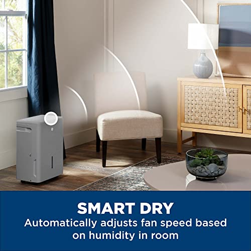 GE Smart Energy Star Portable Dehumidifier w/WiFi for Basement, Bedroom, Bathroom, Garage, Large Rooms up to 4500 Sq Ft, 50Pint w/Removable Bucket & Continuous Drain Connect for Auto/Manual Drainage