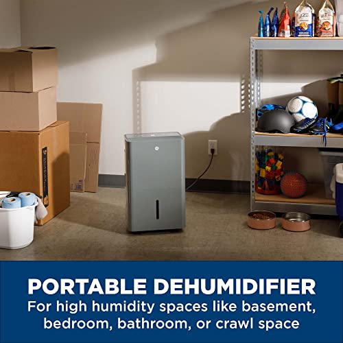 GE Smart Energy Star Portable Dehumidifier w/WiFi for Basement, Bedroom, Bathroom, Garage, Large Rooms up to 4500 Sq Ft, 50Pint w/Removable Bucket & Continuous Drain Connect for Auto/Manual Drainage