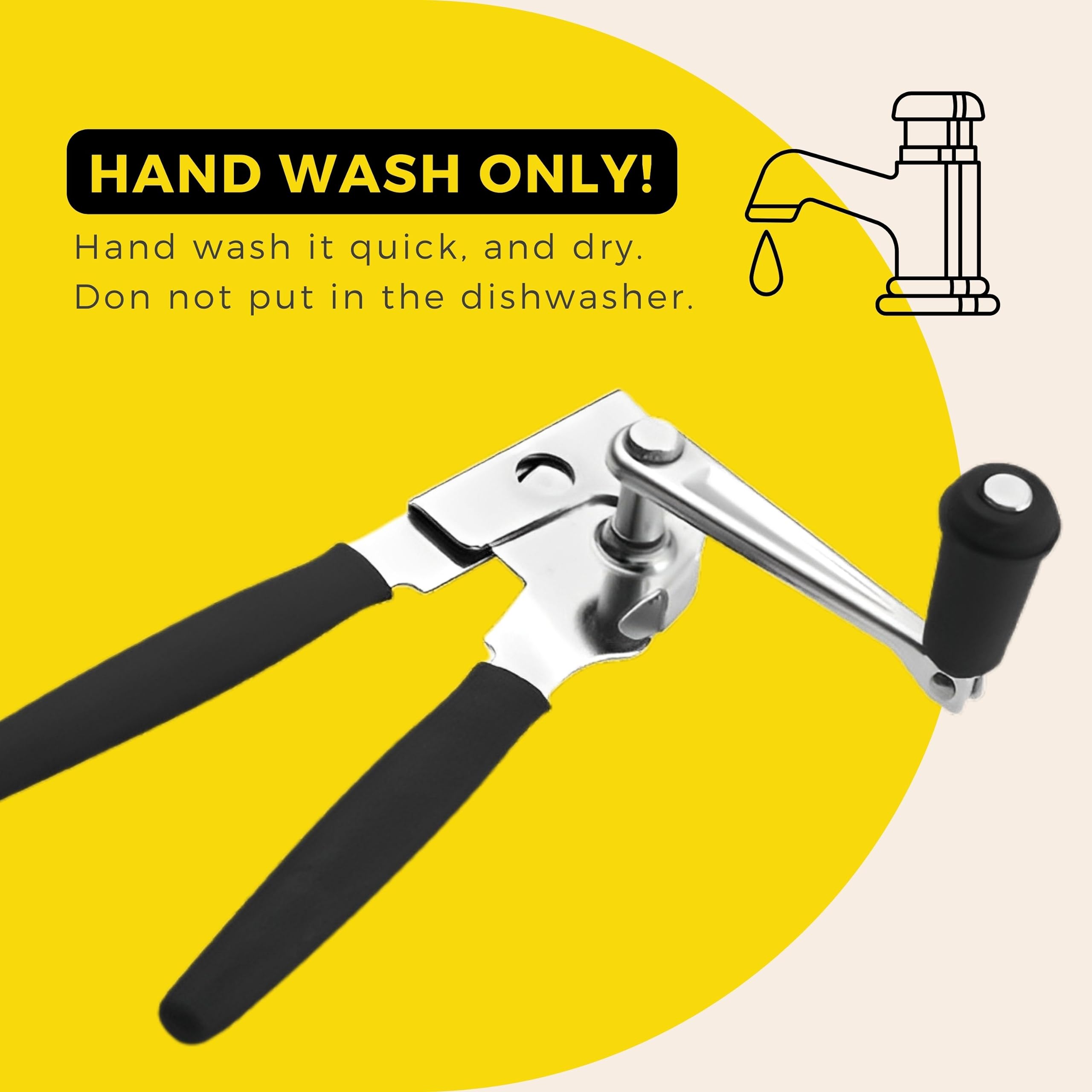 LUSAN STORE Crank Handle Commercial Can Opener - Heavy Duty Manual Can Opener with Ergonomic Cushioned Non-Slip Handles, Smooth Edge with Stainless Steel Blade