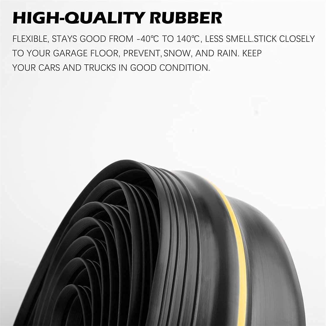 Papillon Universal Garage Door Bottom Threshold Seal Strip,Weatherproof Rubber DIY Weather Stripping Replacement, Not Include Sealant/Adhesive (16Ft, Black)