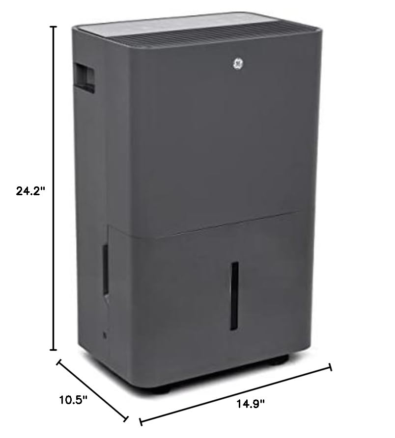 GE Smart Energy Star Portable Dehumidifier w/WiFi for Basement, Bedroom, Bathroom, Garage, Large Rooms up to 4500 Sq Ft, 50Pint w/Removable Bucket & Continuous Drain Connect for Auto/Manual Drainage