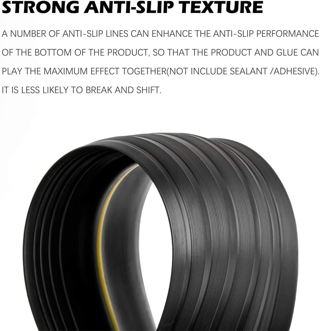 Papillon Universal Garage Door Bottom Threshold Seal Strip,Weatherproof Rubber DIY Weather Stripping Replacement, Not Include Sealant/Adhesive (16Ft, Black)