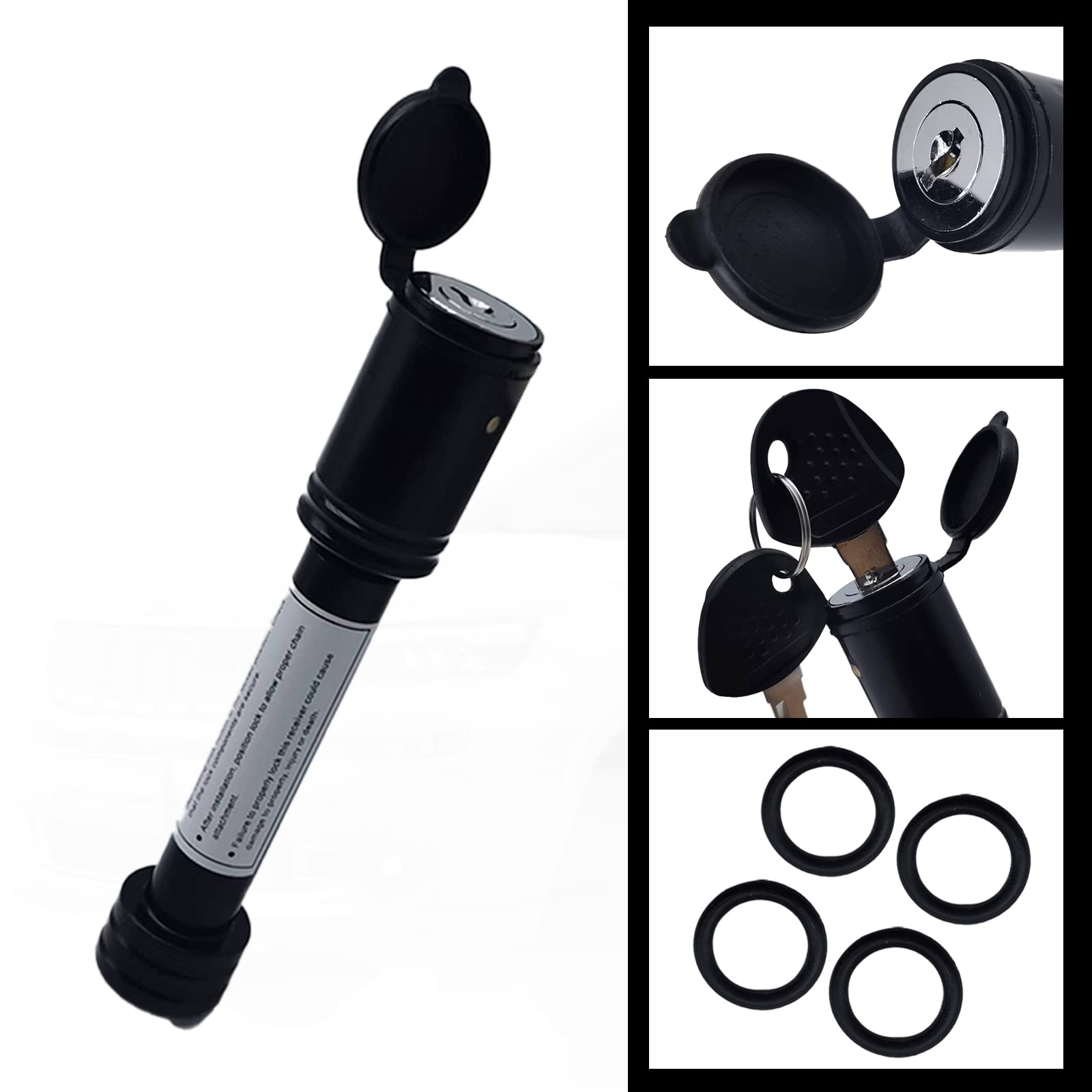 NGHEY 1 PC Trailer Lock, 5/8" Diameter Barbell-Style Lock Hook, Suitable for 2" Receiver, Suitable for Trailers, Trucks, Boats (Black #90MM)