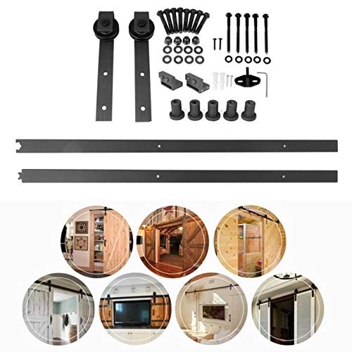 WOHLLEBEN 6.6 Feet Heavy Duty Sliding Barn Door Hardware Kit Easy to Install, Smoothly and Quietly, Sliding Doors Hardware Track Kit Suitable for Bedroom Kitchen (Classic, 78.74 inch)