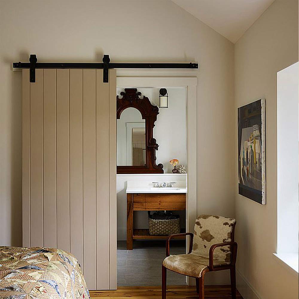 WOHLLEBEN 6.6 Feet Heavy Duty Sliding Barn Door Hardware Kit Easy to Install, Smoothly and Quietly, Sliding Doors Hardware Track Kit Suitable for Bedroom Kitchen (Classic, 78.74 inch)