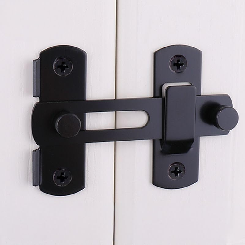 Door Lock Barn Latch(2 Pack with Screw Set) - Door Lock Latch Sliding Lock - Home Security Door Lock for Barn Bathroom, Garage, Bedroom, Cabinet (90 Degree x 2 Set)