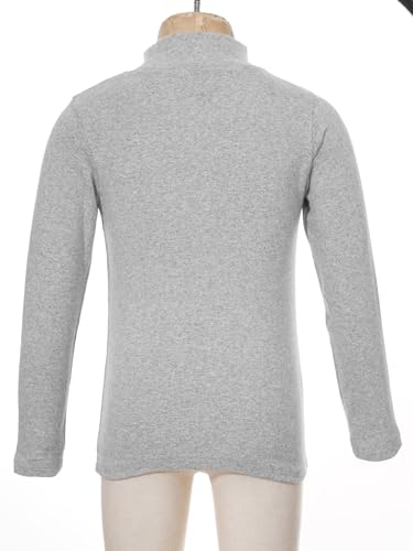 FEESHOW Kids Boys Girls Turtleneck T-Shirt Thermal Underwear Top Unisex Children Warm Long Sleeve Blouse Undershirt Gray 9-10 Years