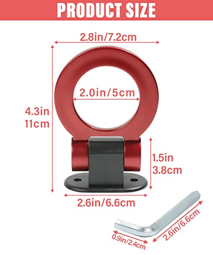 ESEWALAS Car Tow Hook Car Sticker,Tow Hook Kit Car Decorations Sticker,Ring Track Racing Style Decorative Trailer Tow Hook,Bumper Trailer Sticker (ONLY Decoration) (Red)