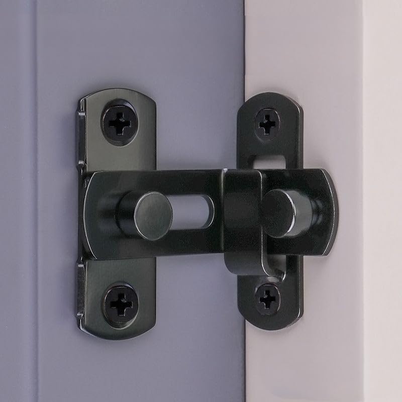 Door Lock Barn Latch(2 Pack with Screw Set) - Door Lock Latch Sliding Lock - Home Security Door Lock for Barn Bathroom, Garage, Bedroom, Cabinet (90 Degree x 2 Set)