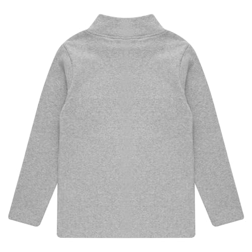 FEESHOW Kids Boys Girls Turtleneck T-Shirt Thermal Underwear Top Unisex Children Warm Long Sleeve Blouse Undershirt Gray 9-10 Years