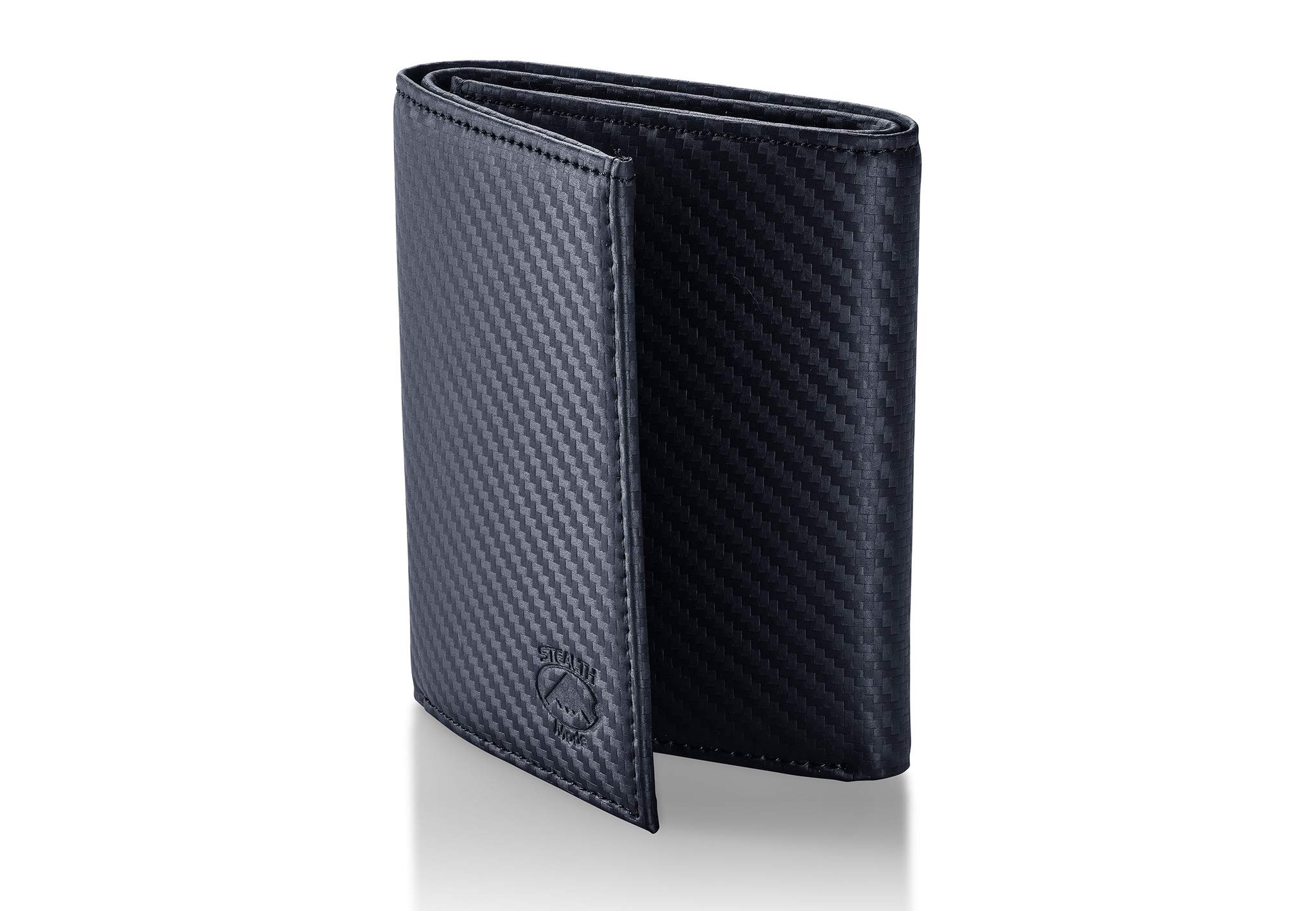 Stealth Mode Carbon Fiber Trifold RFID Wallet For Men With Flip Out ID Holder (Carbon Fiber)