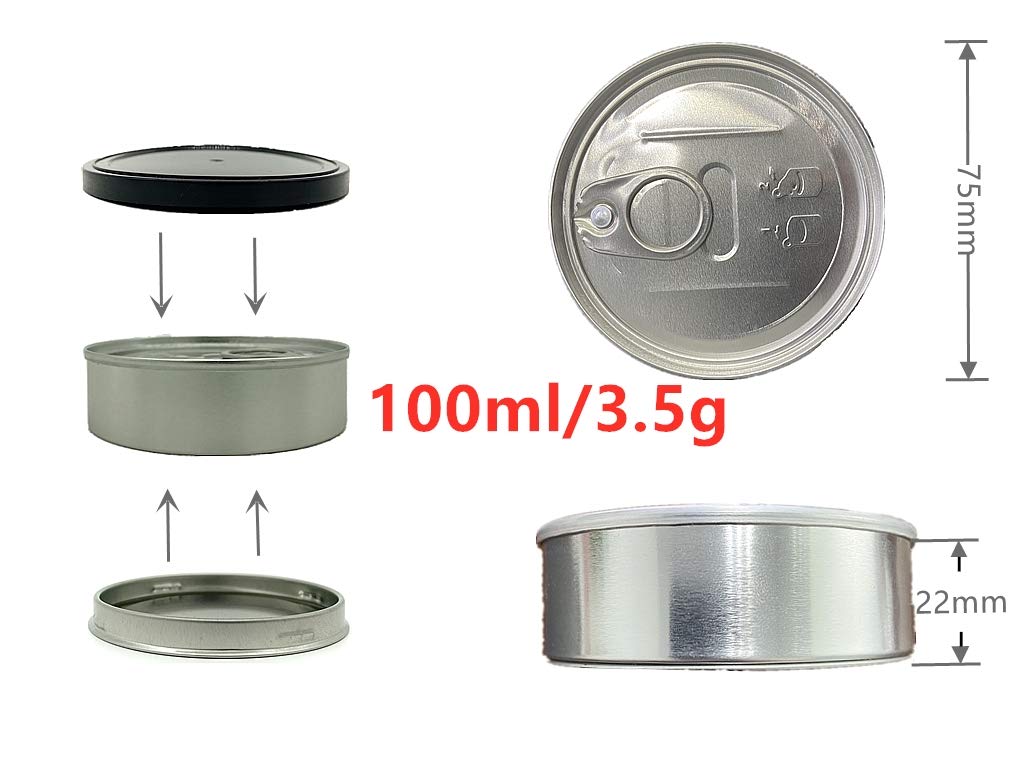 DOUKI 20sets Cali Self-seal Tin Can with Lid - Tuna Can Hoop Ring - NO TOOLS NEEDED