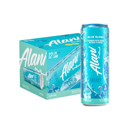 Alani Nu BLUE SLUSH Sugar Free, Low Calorie Energy Drinks | 200mg Caffeine | Biotin B Vitamins | Zero Sugar | 10 Calories | 12 Fl Oz Cans | 12 Pack
