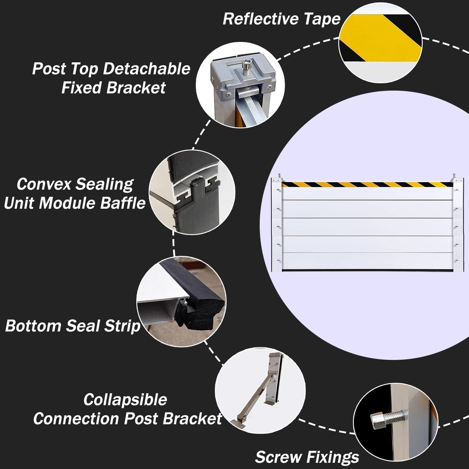 15ft 13ft 12ft 10ft 8feet 6.6ft 5foot 3.3ft Custom Water Barrier Shield, Front Door/Garage Doors/Warehouse Reusable Flood Emergency Temporary Dam, Night-visible Aluminum Baffle ( Color : H 60cm/2ft ,