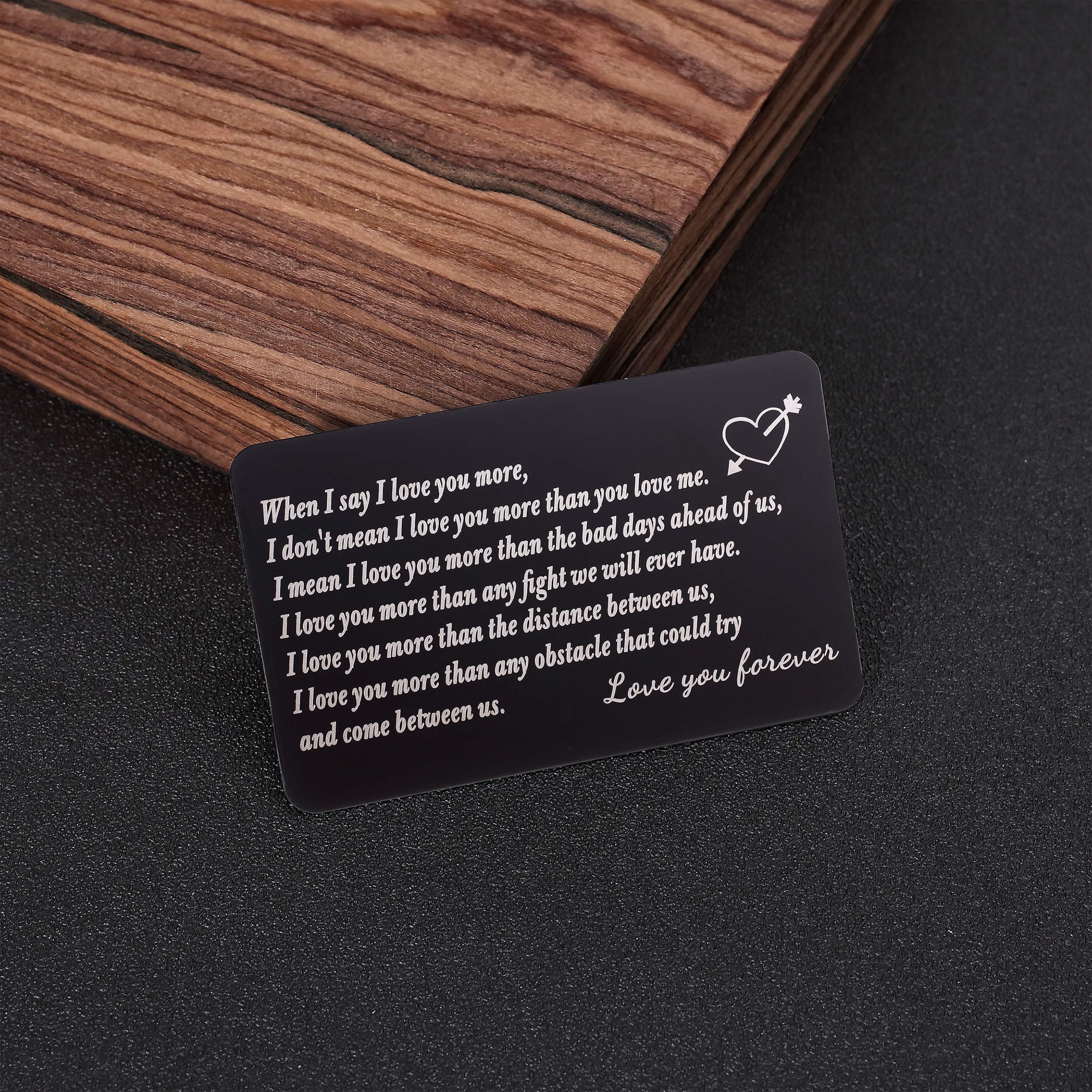 Personalized Engraved Message Wallet Insert for Him - Birthday Anniversary Christmas Valentines - Custom Engraved Metal Card for Husband Boyfriend from Girlfriend Wife