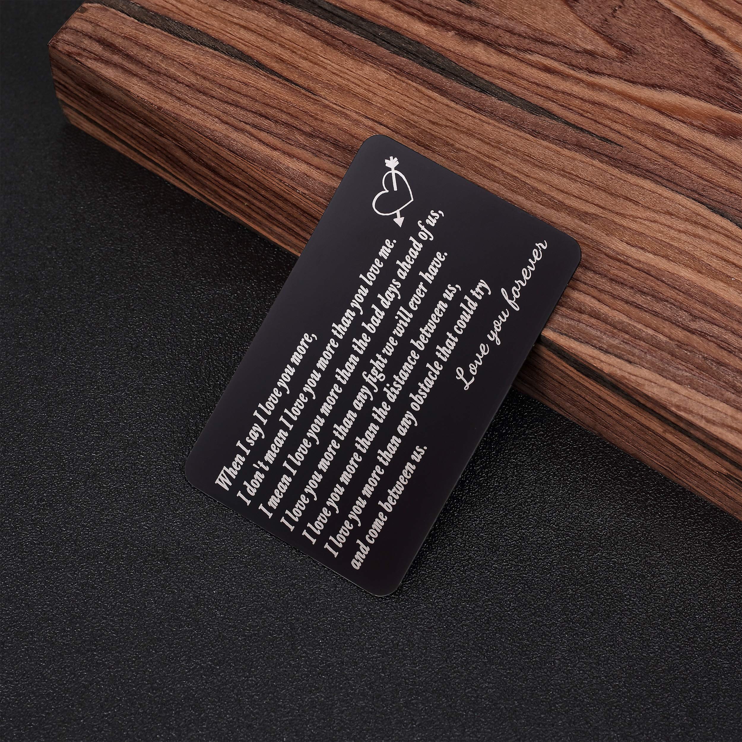 Personalized Engraved Message Wallet Insert for Him - Birthday Anniversary Christmas Valentines - Custom Engraved Metal Card for Husband Boyfriend from Girlfriend Wife