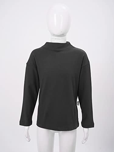 Xnihocha Kids Boys Girls Turtleneck Thermal T-Shirts Long Sleeves Tops Cotton Tee Undershirts Black 9-10 Years