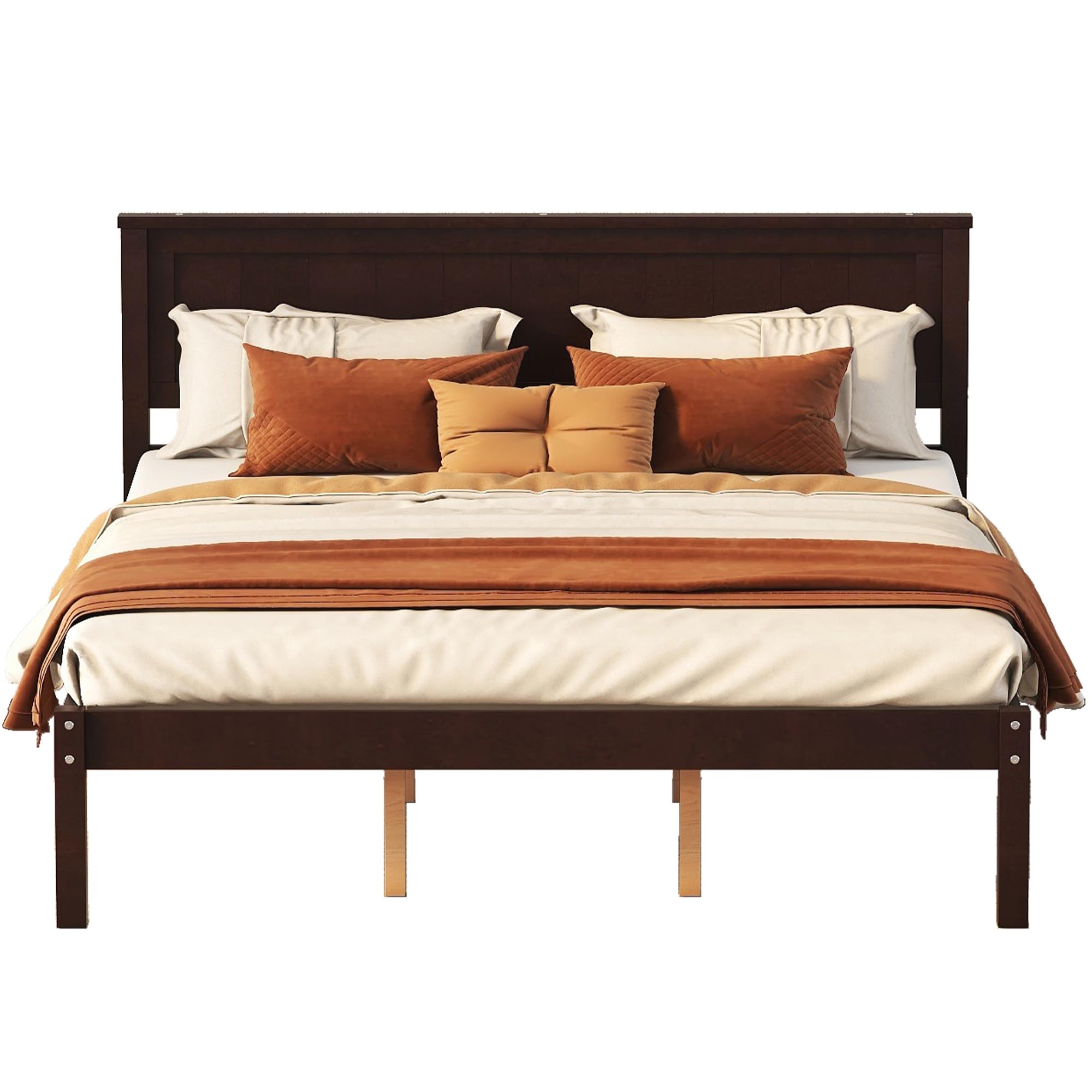 Harper & Bright Designs Wood Queen Size Bed Frame with Headboard and Footboard, Queen Size Platform Bed with Wooden Slat Support for Boys, Girls,No Box Spring Needed,Espresso