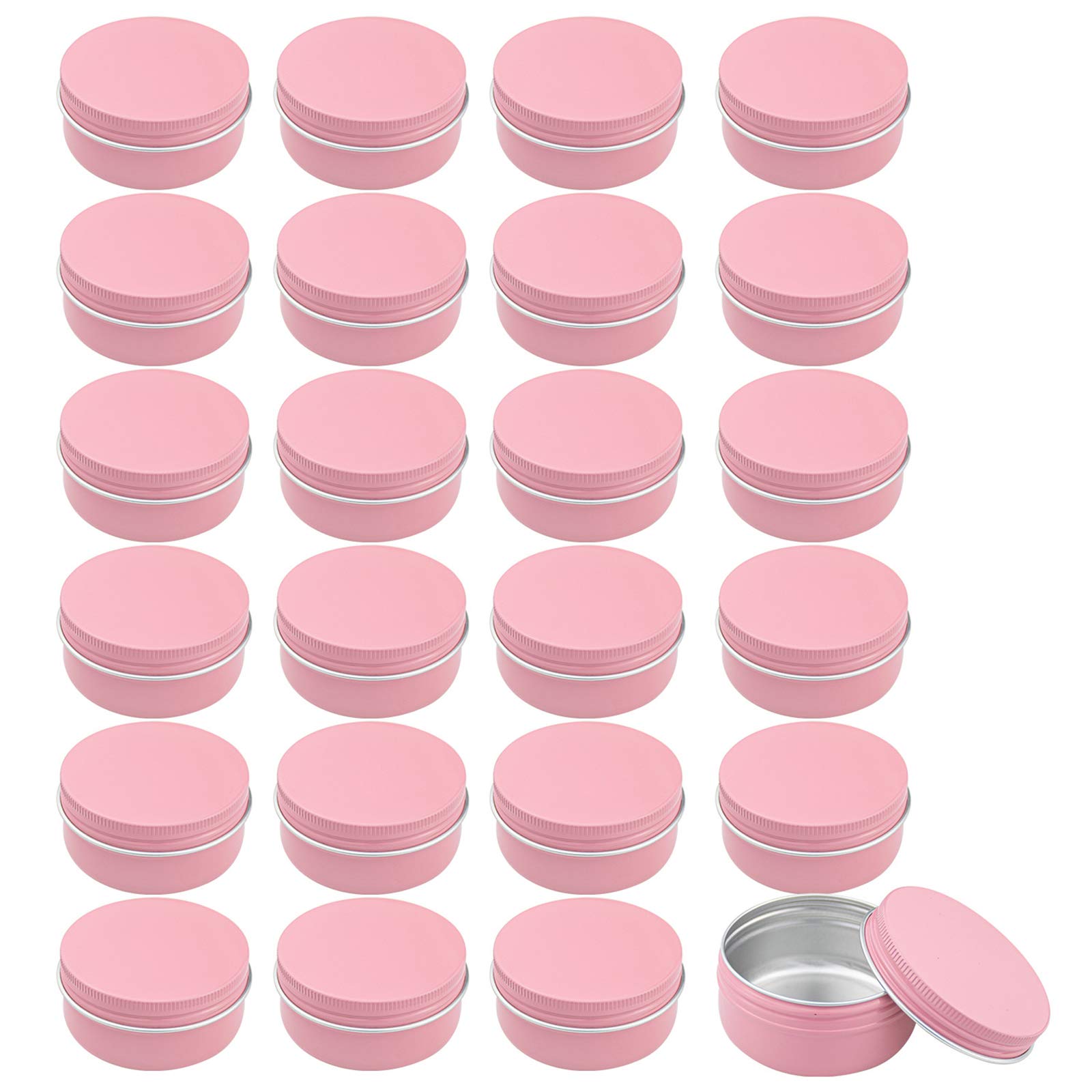 Foraineam 60 Pack 50ml Round Tins Pink Tin Cans Containers with Screw Top Lids