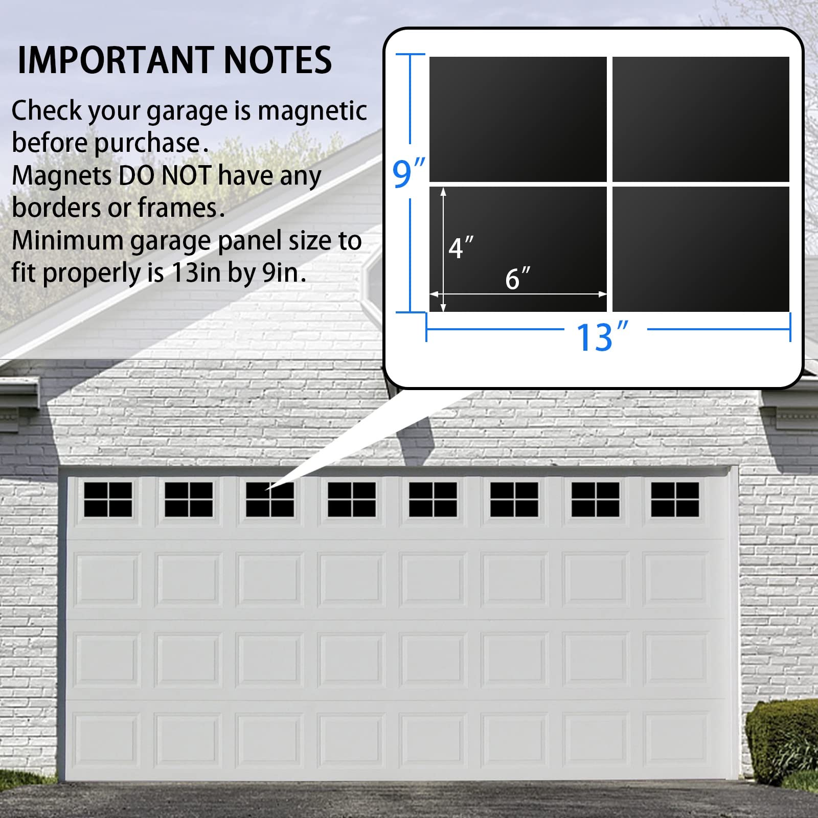 Eapele Magnetic Garage Door Windows Hardware Faux Windows Decoration Kit for Two Car Metallic Garage (32pcs)