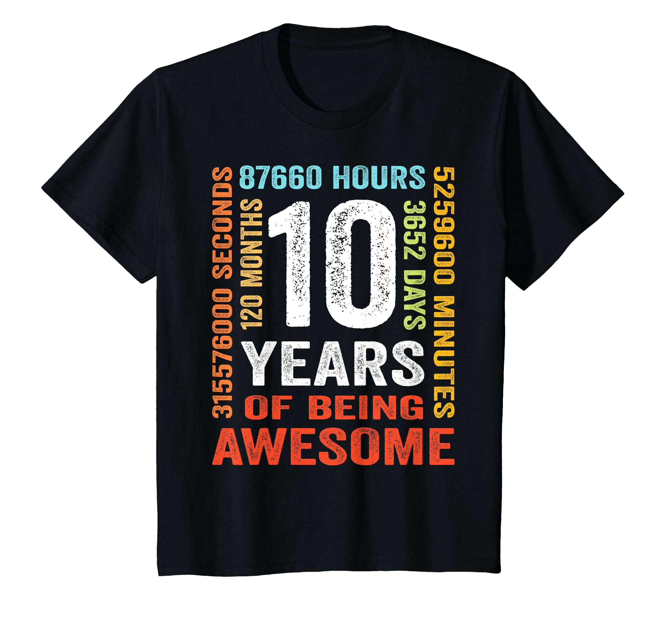 10 Years Old 10th Birthday Gift Vintage Retro 120 Months T-Shirt