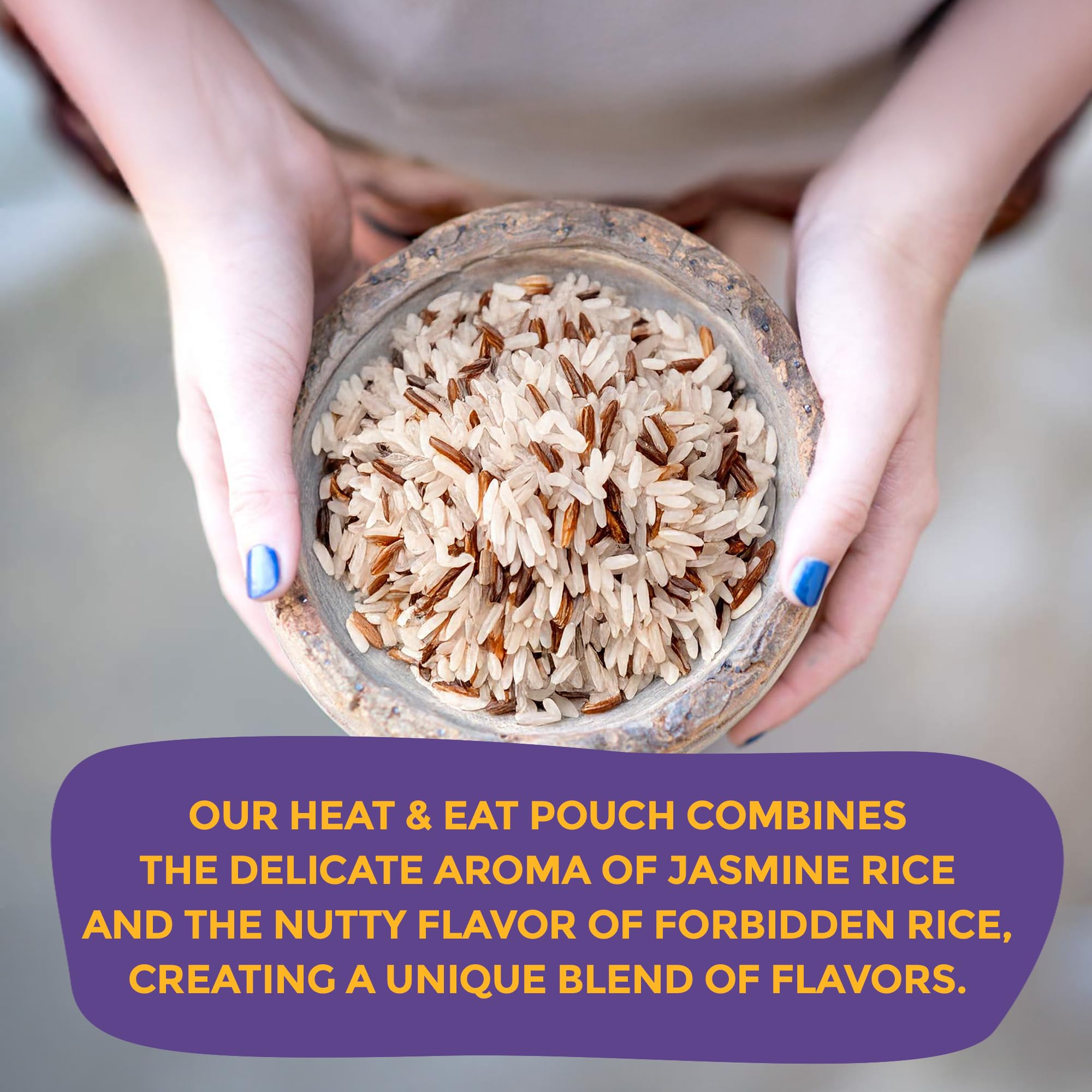 Lotus Foods Organic White Jasmine & Forbidden Rice Heat & Eat Pouch - Jasmine Rice, Gluten Free White Rice, Forbidden Back Rice, Instant Microwave Rice, Pre Cooked, GF, USDA Organic - 8 Oz (6 Pack)