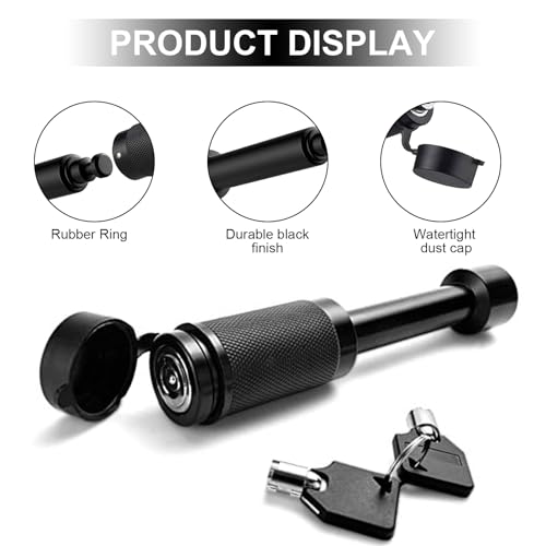 ZBGUN 2 PCS American Flag Car Tow Hook Dust Plug, 2In Heavy Metal Anti-Theft Trailer Hitch Lock with 2 Keys, Universal Durable Square Truck Trailer Receiver Protective Accessories for Car SUV (Black)