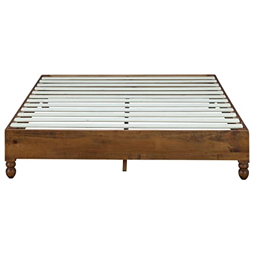 BIKAHOM Phoenix King Size Bed Frame, 12 Inch Solid Wood Platform Bed with Under Bed Storage Space, No Box Spring Needed, Strong Wooden Slat Support, Easy Assembly Bedroom Furniture, Honey Finish