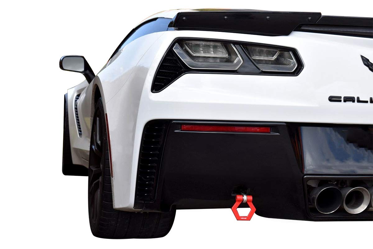 VMS RACING Front and Rear Tow Hook in RED Compatible with Chevy Chevrolet Corvette C7 Z06 ZR1 Stingray Oval Track 14-19 2014-2019