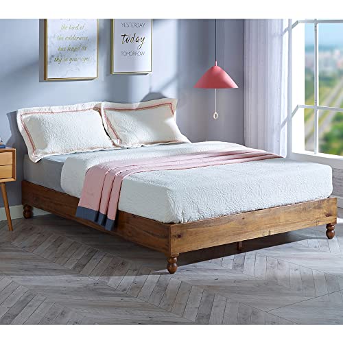 BIKAHOM Phoenix King Size Bed Frame, 12 Inch Solid Wood Platform Bed with Under Bed Storage Space, No Box Spring Needed, Strong Wooden Slat Support, Easy Assembly Bedroom Furniture, Honey Finish