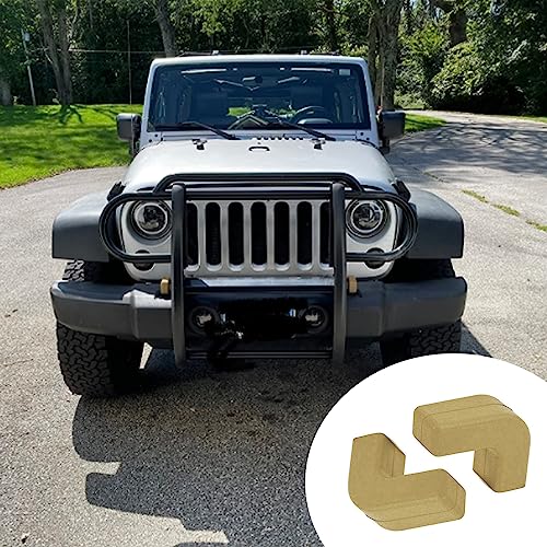 Fogfar 2 PCS Front Bumper Trailer Lid, Trailer Hook Cover, Add Cushioned Grip to Tow Strap Recovery, Compatible with 07-23 JK JL JT Wrangler (Beige)