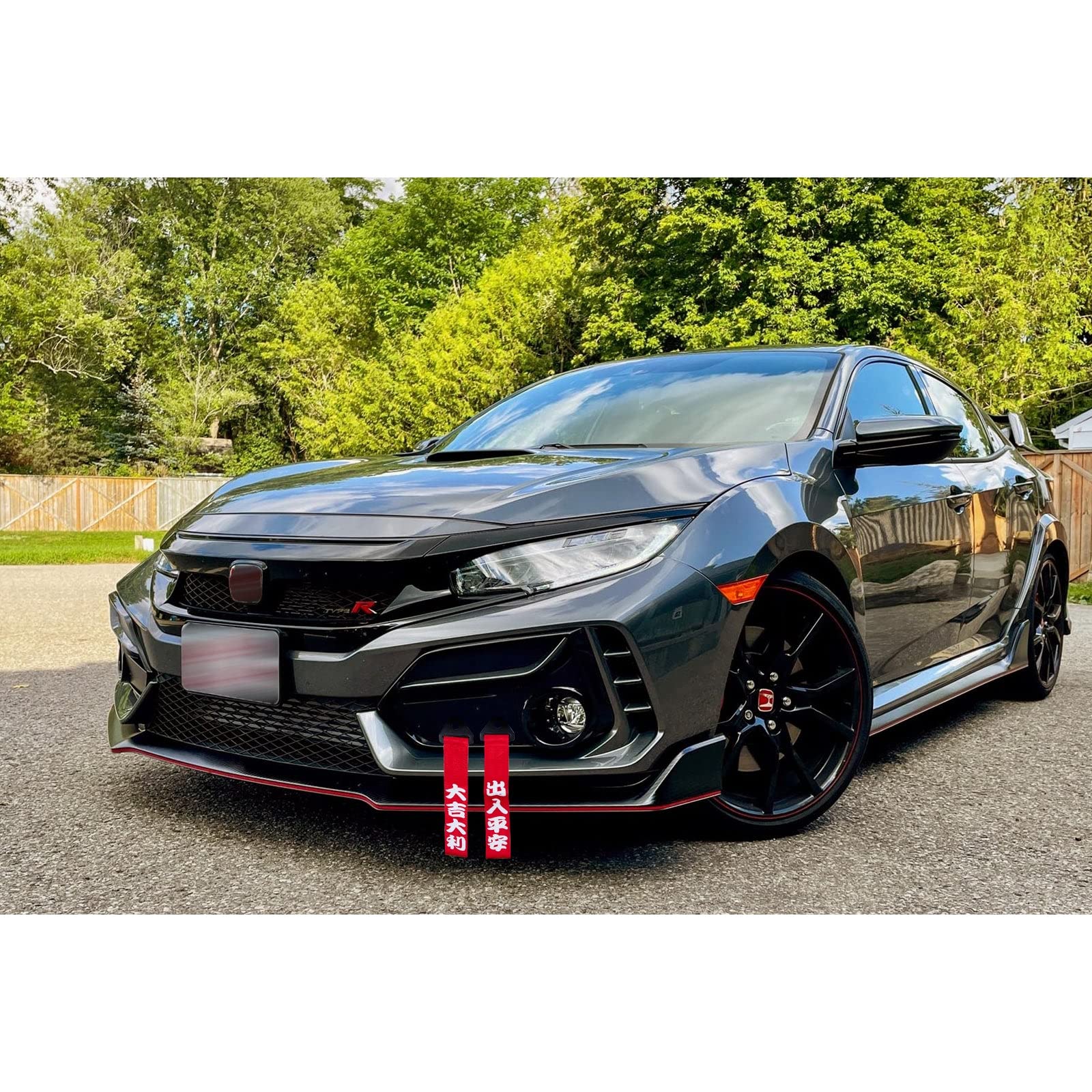 Xotic Tech Tow Strap JDM Sports Red Racing Tow Strap Car Modification Decorative Trailer Belt Personalized with Chinese Slogan Fit for Rear Front Bumper (Good Luck/Safe Trip Wherever You go)