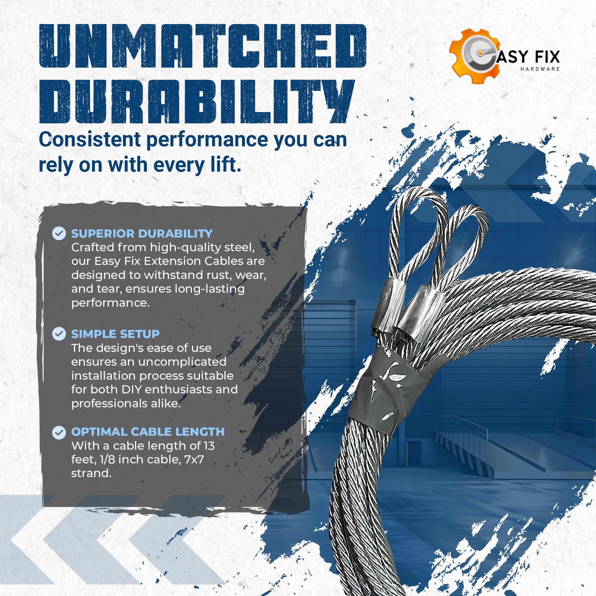 Garage Door Extension Spring Cable Wire -Safety Cable 7 or 8 Feet Garage Door Opener Extension Cable Garage Springs Pair 13' - Garage Door Spring Replace Extension Cable (7 Feet Garage Door)
