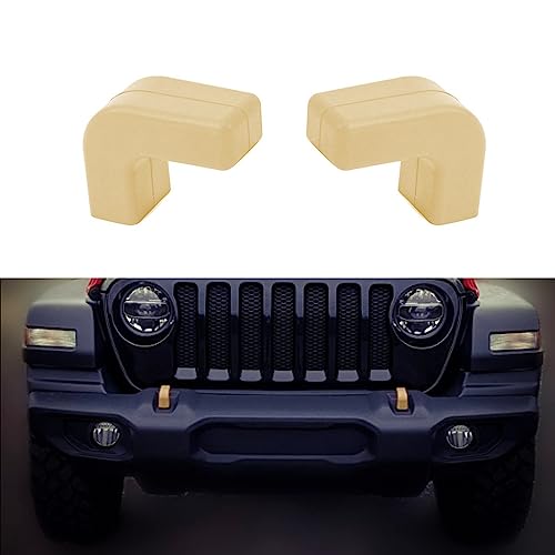 Fogfar 2 PCS Front Bumper Trailer Lid, Trailer Hook Cover, Add Cushioned Grip to Tow Strap Recovery, Compatible with 07-23 JK JL JT Wrangler (Beige)