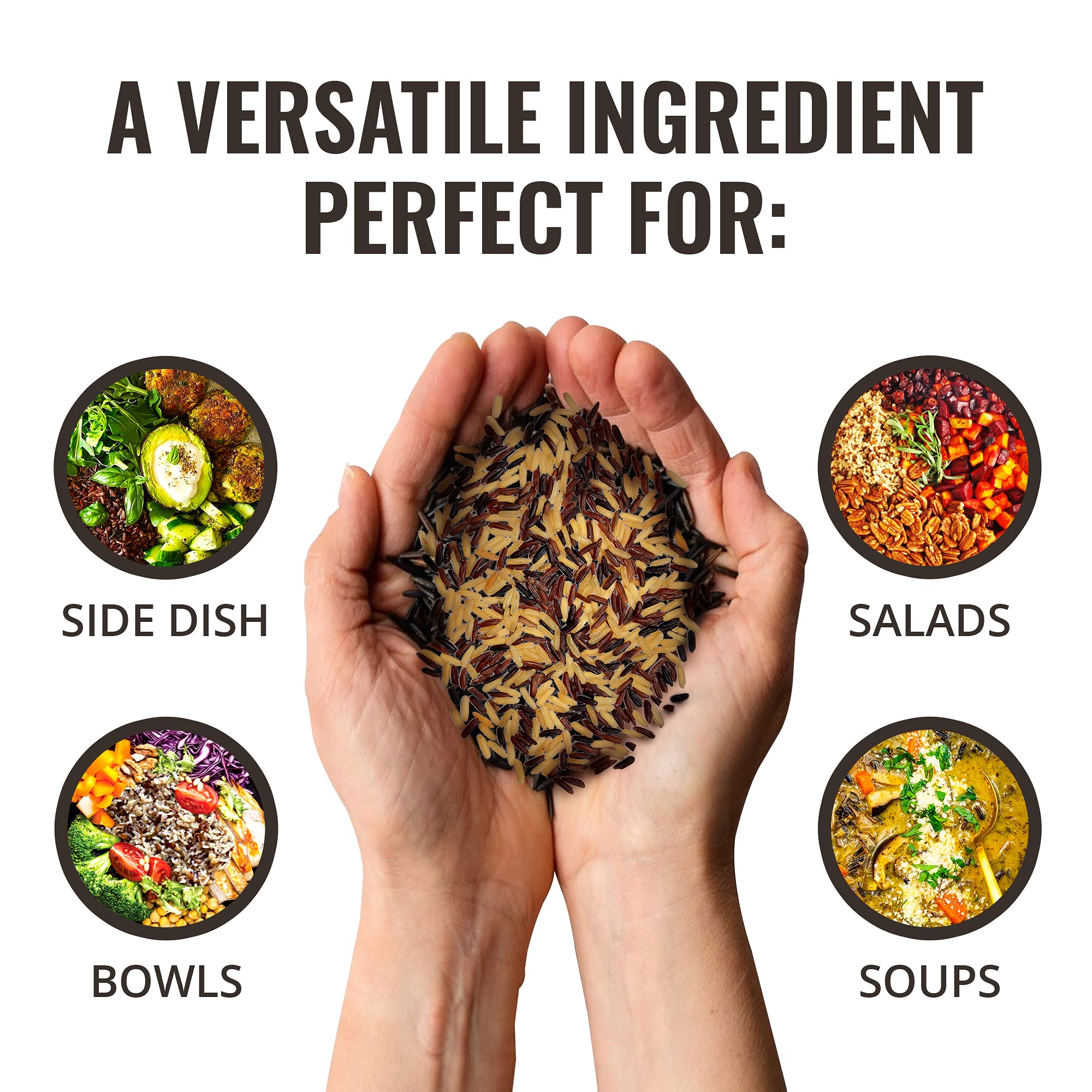 3 Packs x 14 ounces Jasmine Thai Trio, Riceberry Rice (Jasmine Black Rice), Brown Jasmine Rice and Red Jasmine Rice, Non Gluten, Non-Gmo, Kosher and Vegan - Floating Leaf