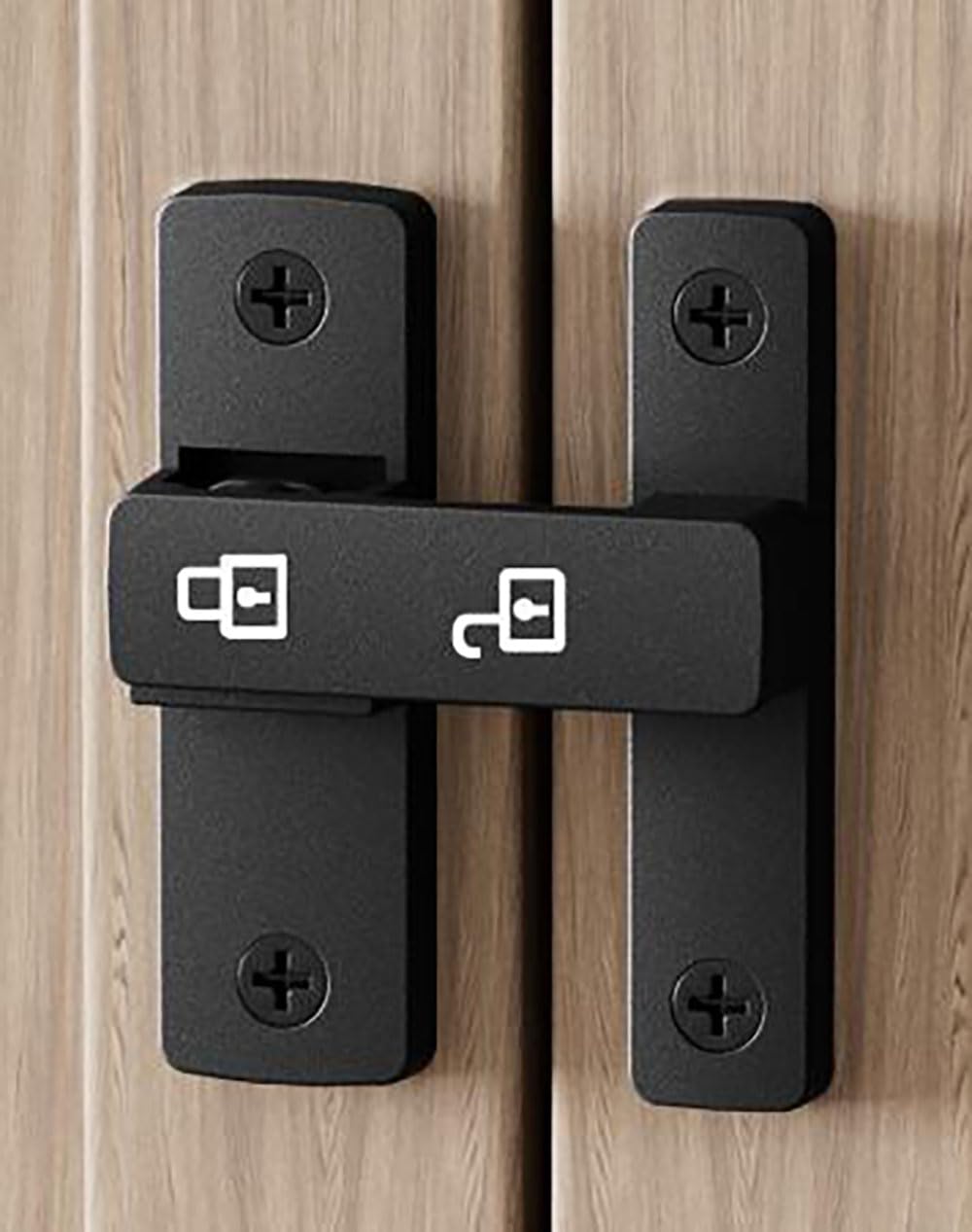 Sliding Door Lock bar barn Door Latch Hook-and-Eye Buckle Wooden Fence Door Lock Black Door Latch Lock Ship Window Lock Door latches Internal (Black)