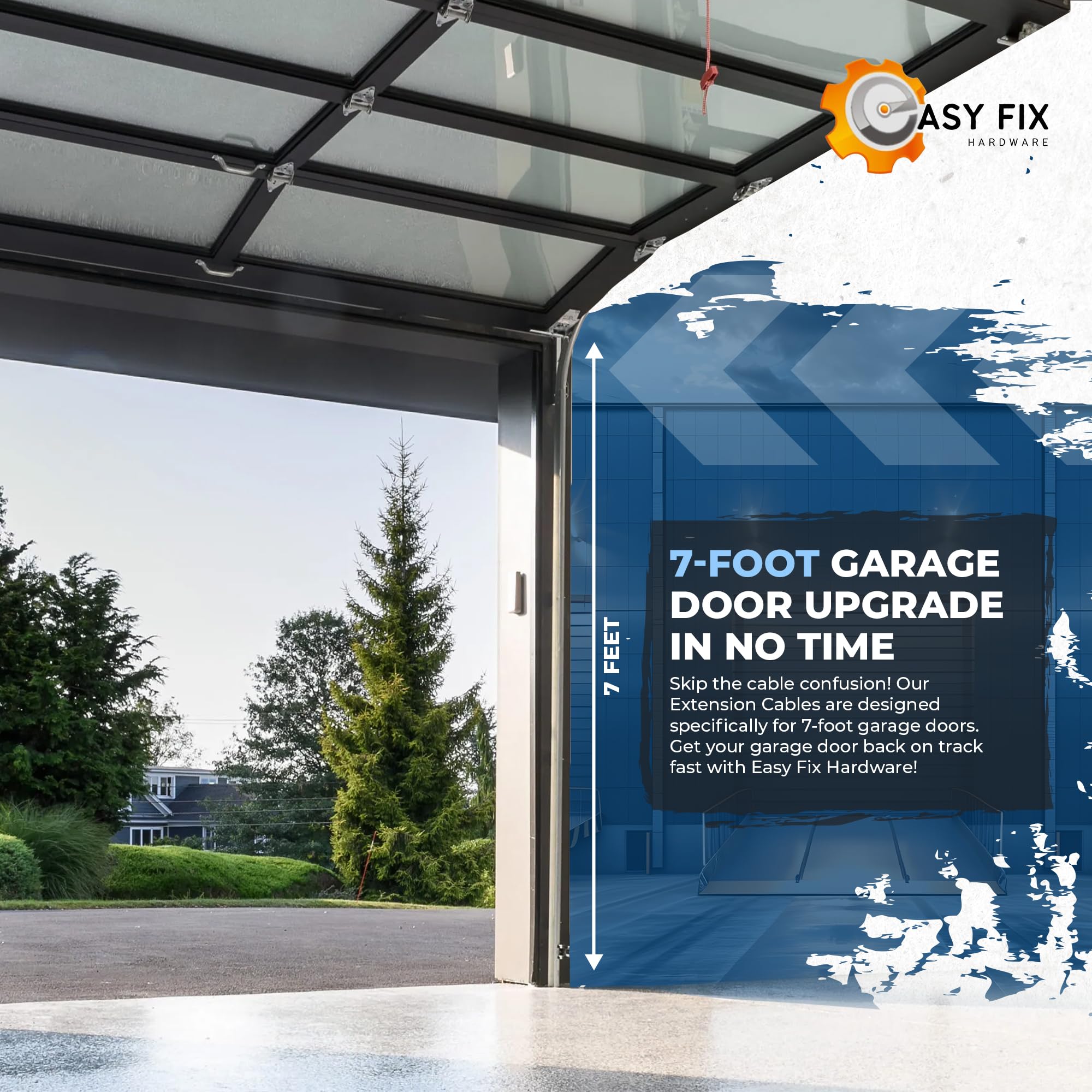 Garage Door Extension Spring Cable Wire -Safety Cable 7 or 8 Feet Garage Door Opener Extension Cable Garage Springs Pair 13' - Garage Door Spring Replace Extension Cable (7 Feet Garage Door)