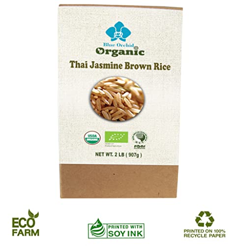 Organic Jasmine Brown Rice from Thailand - Thai Whole Grain Vegan Natural Healthy Superfood Gluten-free - 2 LB