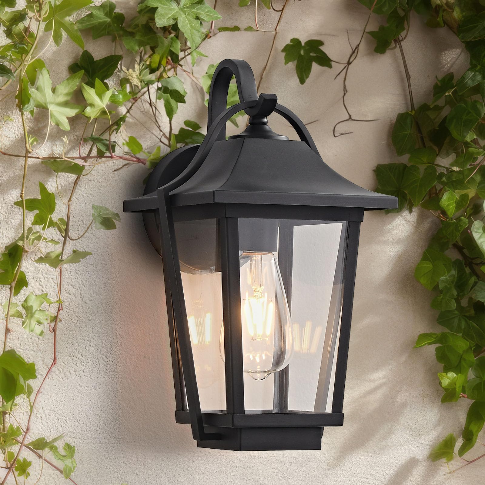 ShinYouneL Matte Black Outdoor Wall Lights Anti-Rusted 1-Light Copper Porch Light Waterproof Exterior Light Fixture Wall Lantern Sconce Outside Lights for Front Door Patio Garage