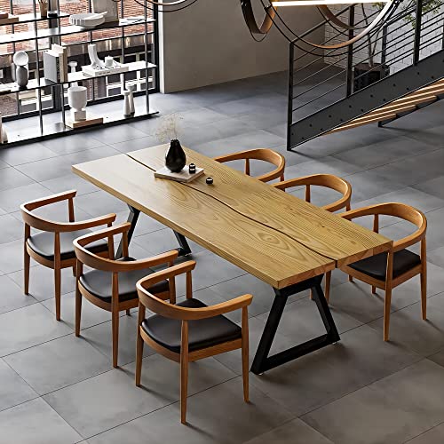 homary 70.9" Natural Industrial Dining Table for 6-8 People, Rectangular Wood Kitchen Table with Metal Legs