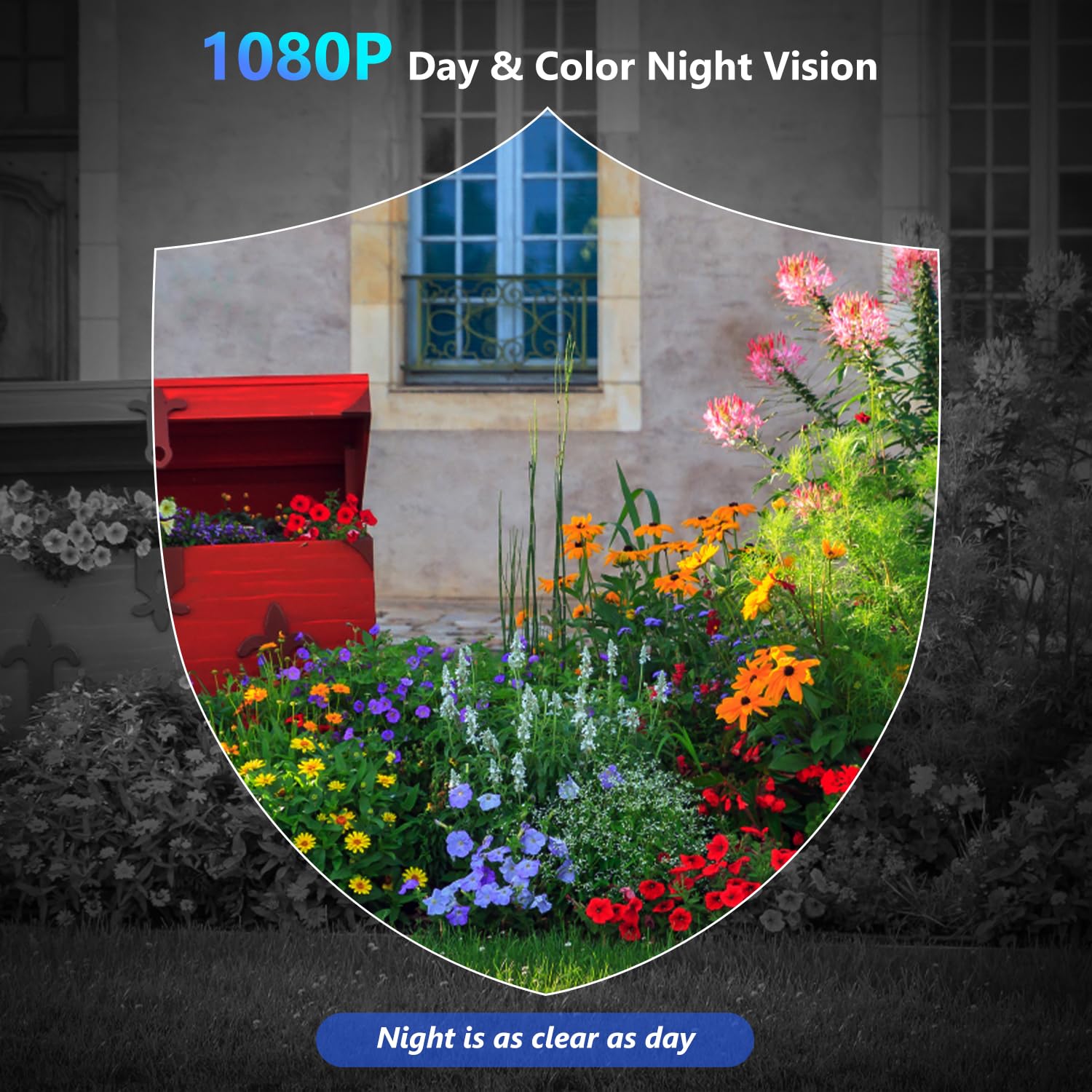 Geekee Solar Security Cameras Wireless Outdoor, Cameras for Home Security with Motion Detection, Spotlight/Siren Alarm, 1080P Color Night Vision, 2-Way Talk, Waterproof SD/Cloud Storage WiFi Camera