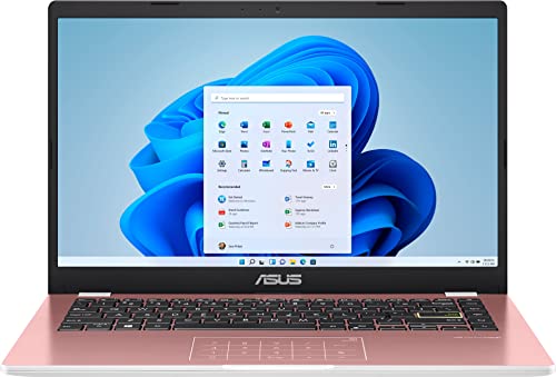 2022 ASUS 14" Thin Light Business Student Laptop Computer, Intel Celeron N4020 Processor, 4GB DDR4 RAM, 64 GB Storage, 12Hours Battery, Webcam, Zoom Meeting, Win11 + 1 Year Office 365, Rose Gold