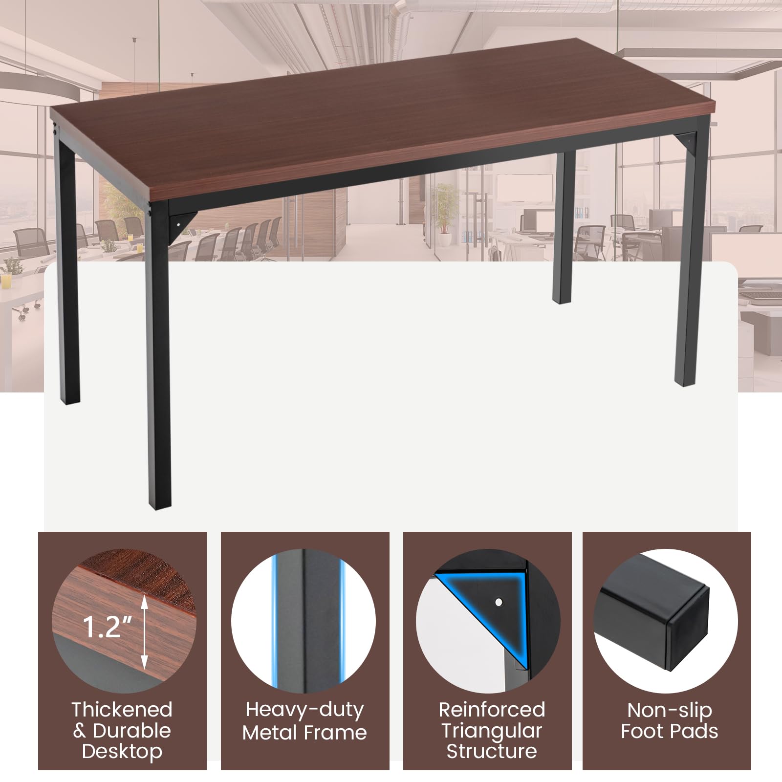 Tangkula Conference Table Set of 4, Rectangular Meeting Room Table with Large Tabletop & Heavy-Duty Metal Frame, Multifunctional Computer Desk for Home, Office, Conference Room