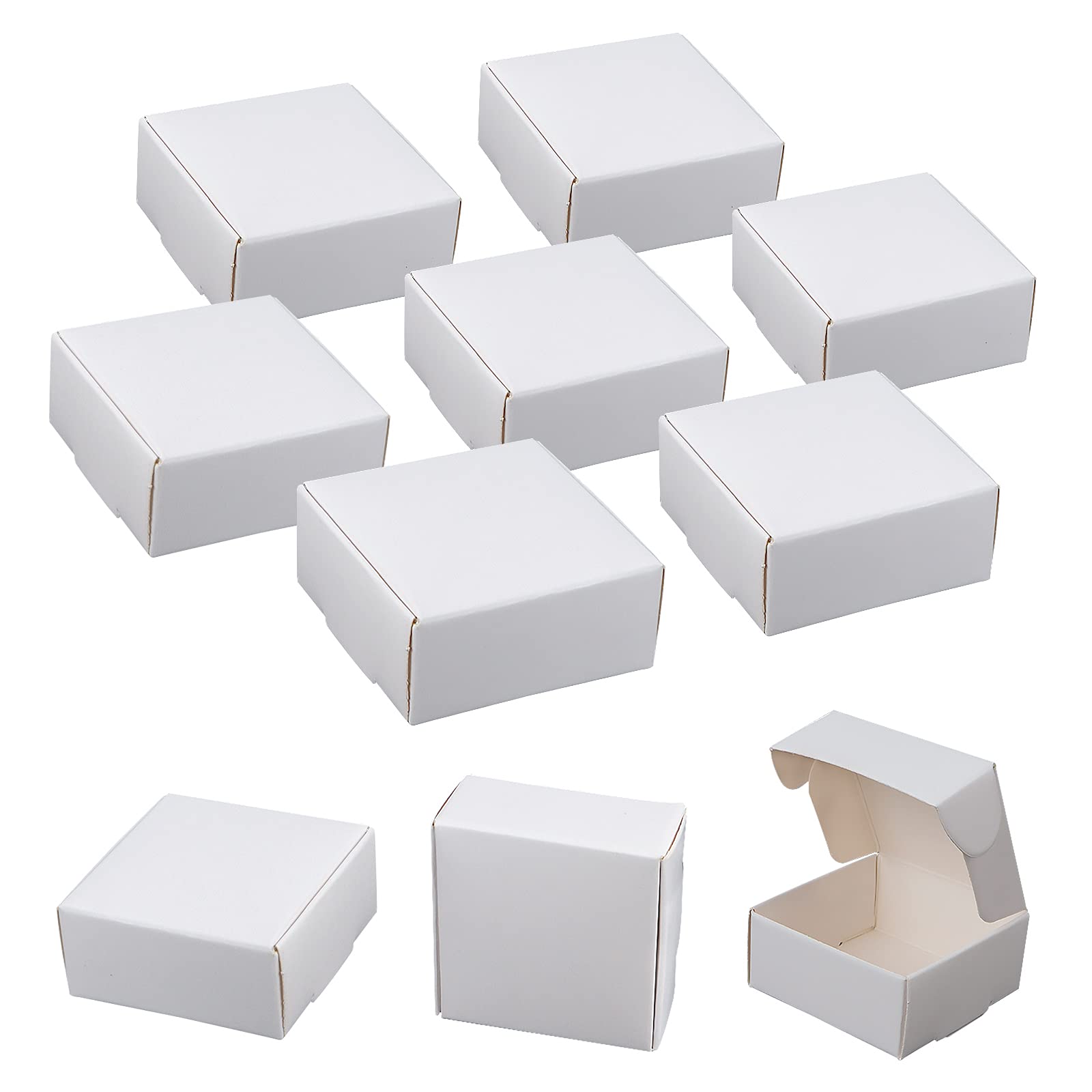 Sdootjewelry Small Gift Boxes 100 Pack, Kraft Gift Boxes Bulk 2.16ââ Ă 2.16ââ Ă 0.98ââ, Small Cardboard Boxes for Jewelry Packaging, White