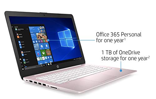 2021 Newest HP 14 inch HD Laptop Computer, Intel Celeron N4000 up to 2.6 GHz, 4GB DDR4, 64GB eMMC Storage, WiFi , Webcam, HDMI, Bluetooth, 1 Year Microsoft 365,Windows 10 S, Rose Pink + Hubxcel Cables