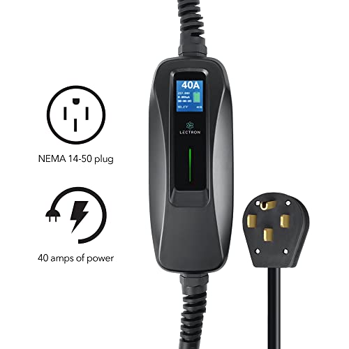 Lectron 40 Amp Level 2 EV Charger - 240V, 40 Amp, 9.6 kW, 15 ft Extension Cord & J1772 Cable - Portable Electric Car Charger for J1772 EVs with NEMA 14-50 Plug