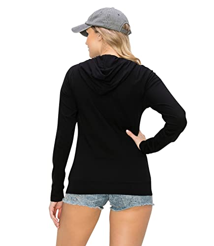 LALAPARKS Lightweight Cotton Zip-Up Hoodie Jacket - Comfy Casual Active Plain Everyday Wear - Black X-Large