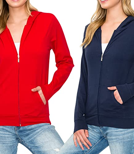 LALAPARKS Lightweight Cotton Zip-Up Hoodie Jacket - Comfy Casual Active Plain Everyday Wear - Black X-Large