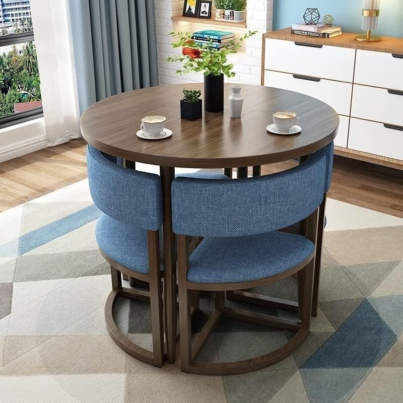 Dining Table and Chair Set, Folding Dining Table C Modern Conference Room Table,Business Dining Table,Negotiation Reception Tables and Chairs,Space-Saving Sales Office Shops Meetings 80cm Small Round